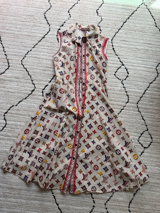 Louis Vuitton | Dresses | Louis Vuitton Ivory Multicolor Monogram Dress ...